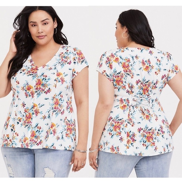 torrid | Tops | Torrid White Floral Stretch Corset Challis Top | Poshmark